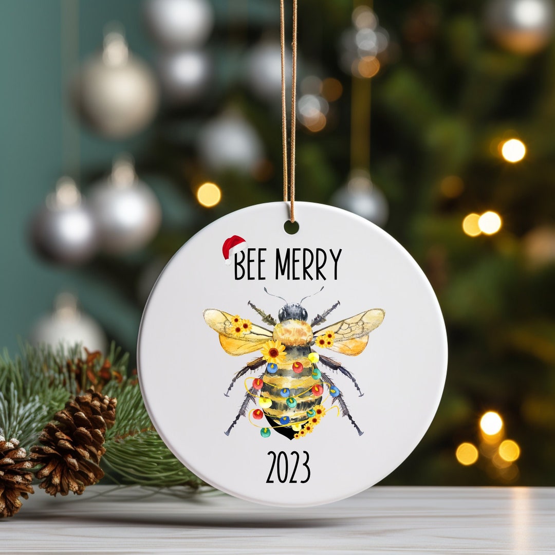 Bee Christmas Ornament, Bee Merry Ornament, Honey Bee Ornament, Bee ...