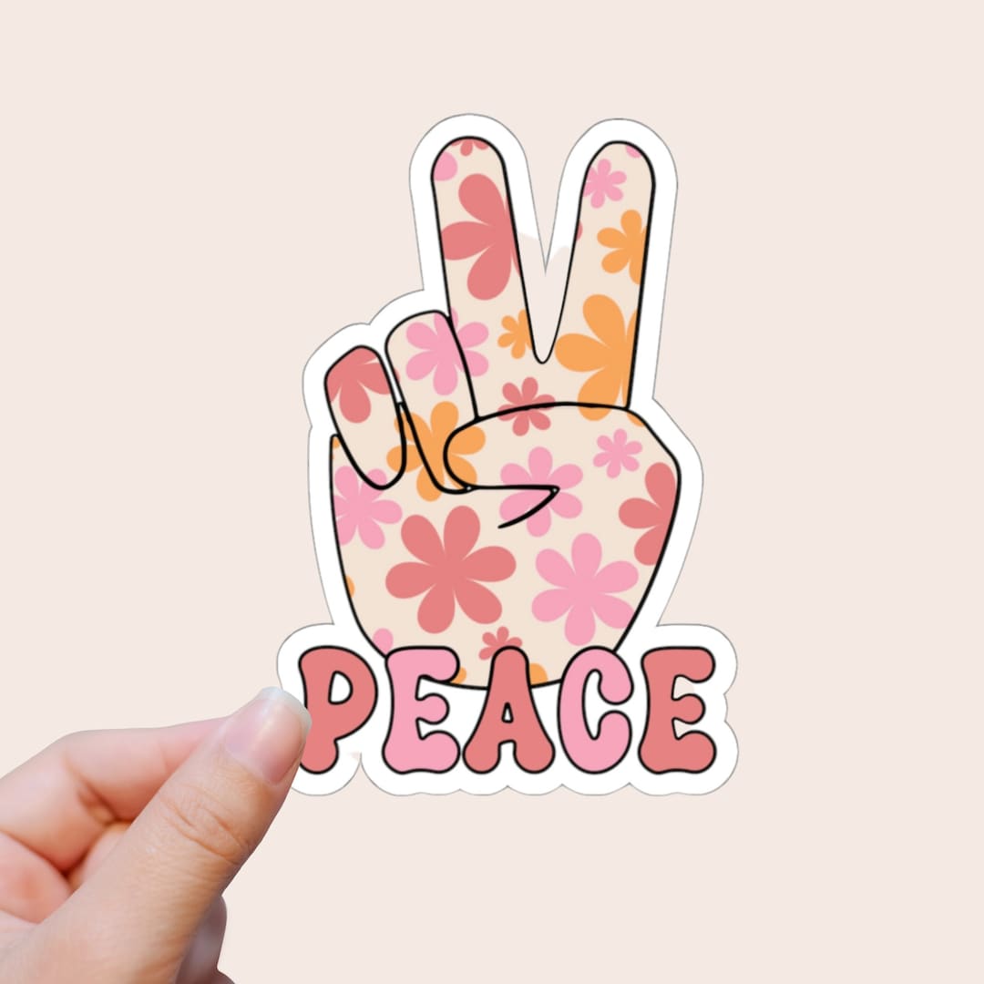 Peace Sign Sticker, Retro Hippie Sticker, Flower Power Sticker, Peace ...