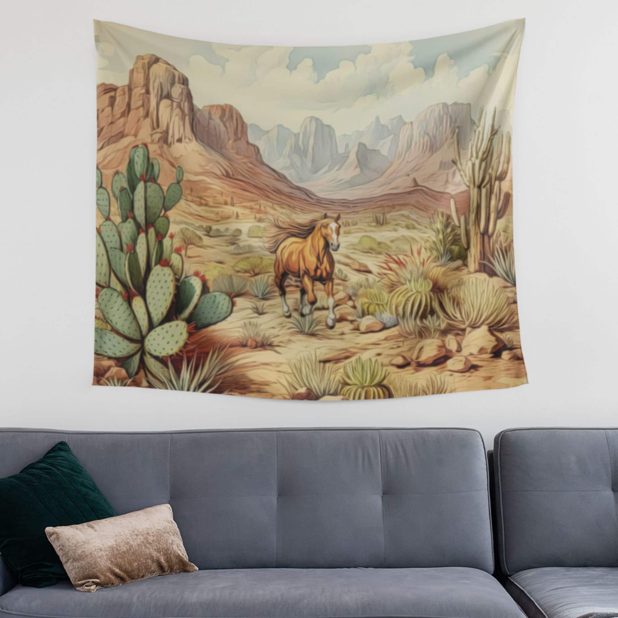 Arizona Desert Wall Tapestry, Desert Landscape Wall Hanging, Southwest ...