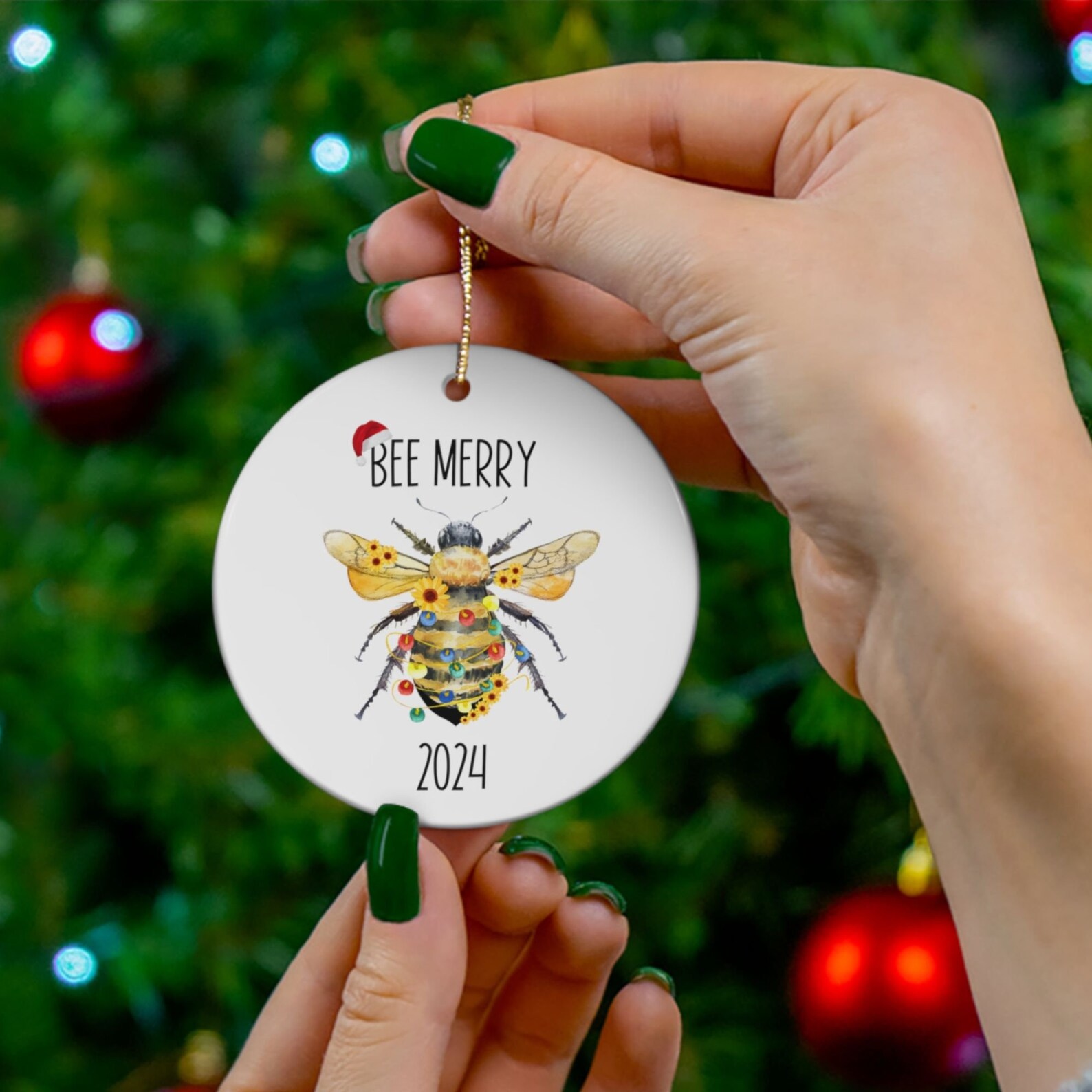 Bee Christmas Ornament, Bee Merry Ornament, Honey Bee Ornament, Bee ...