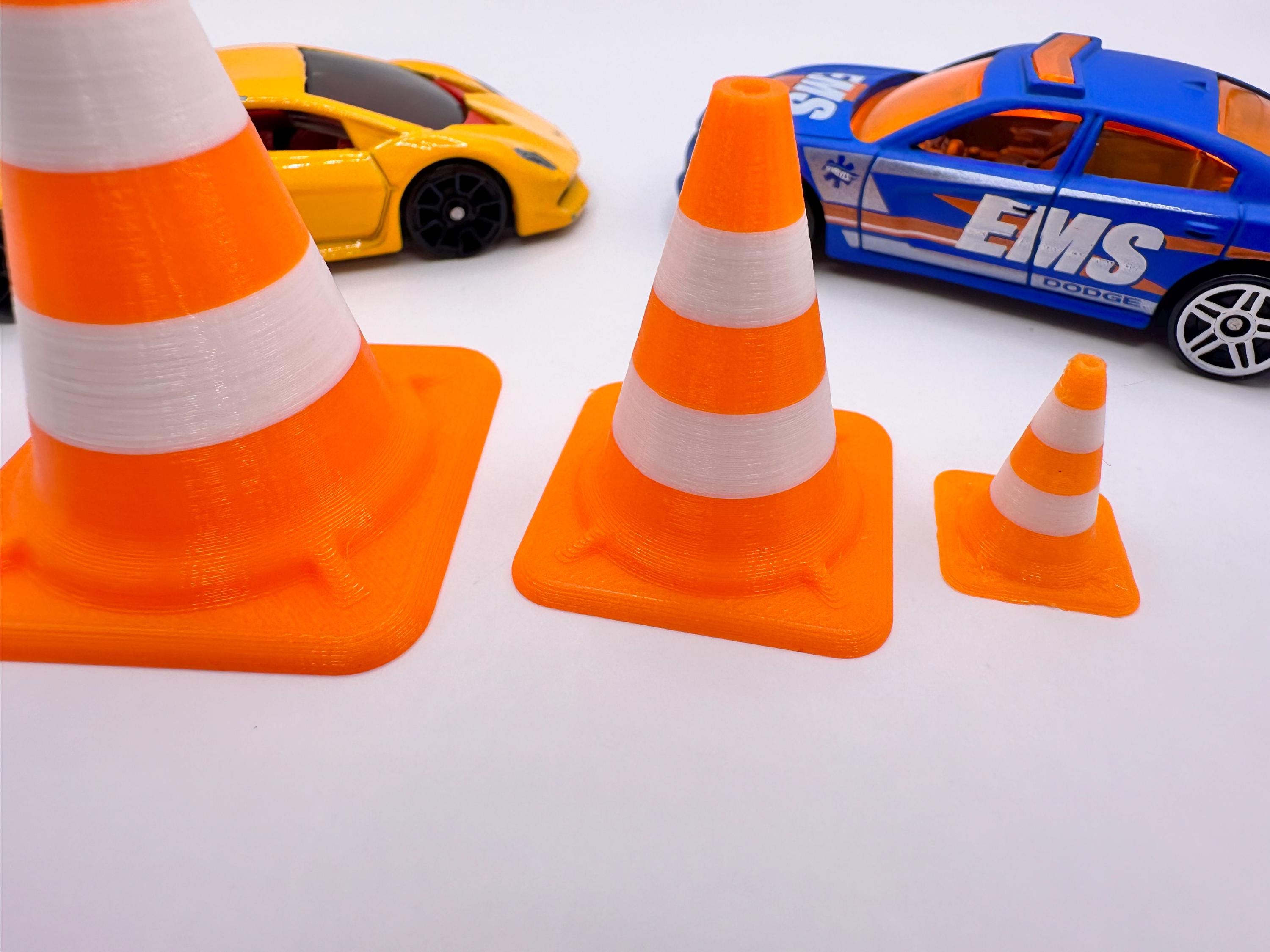 3D Printed Toy Traffic Cones: Custom Colors, Hot Wheels Scale (lot of ...