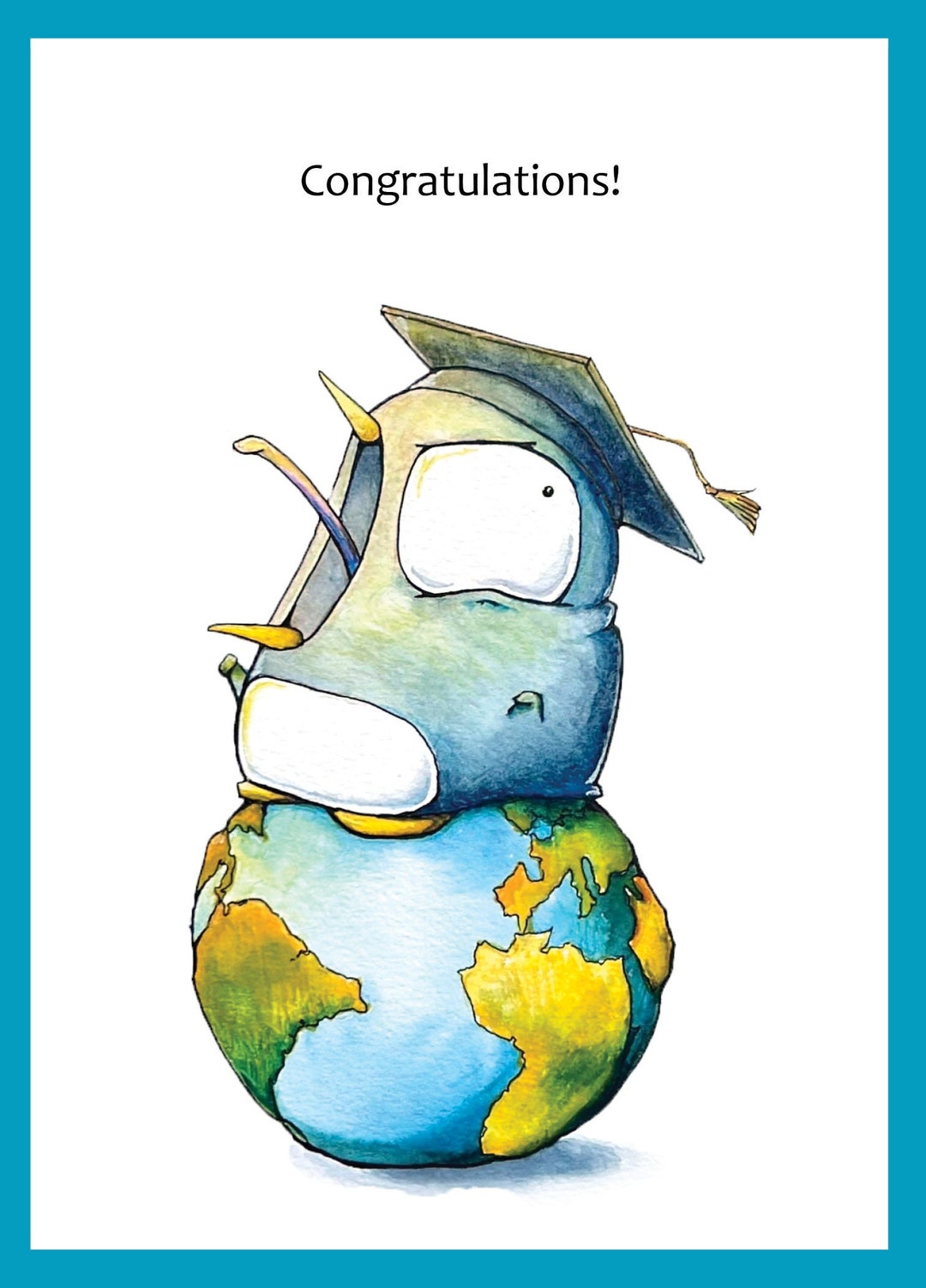 Congratulations (printed Greeting Card, Graduation, Penguin, on Top of ...