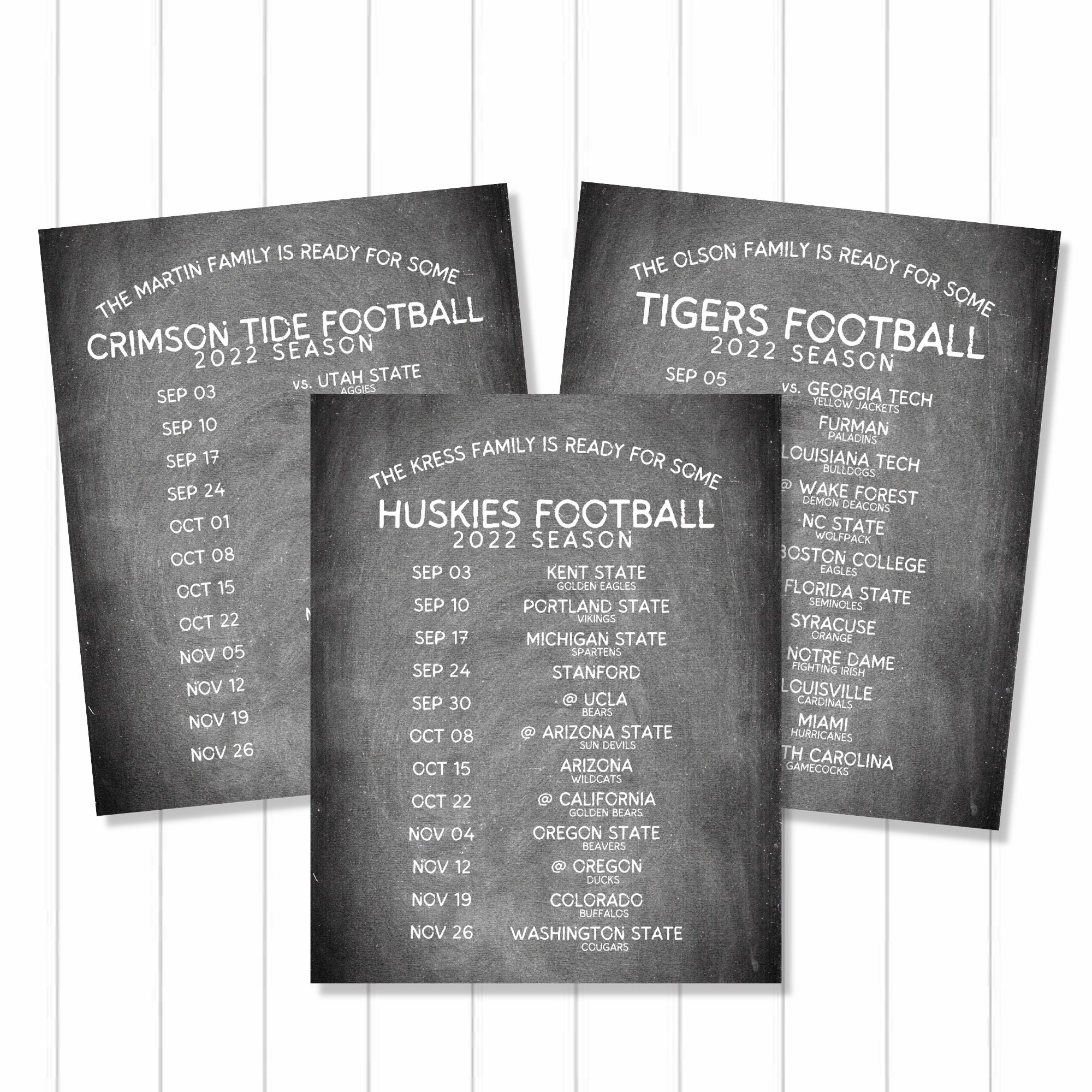 Personalized Family Football Team Poster | ACC | SEC | PAC12 | BIG10 ...