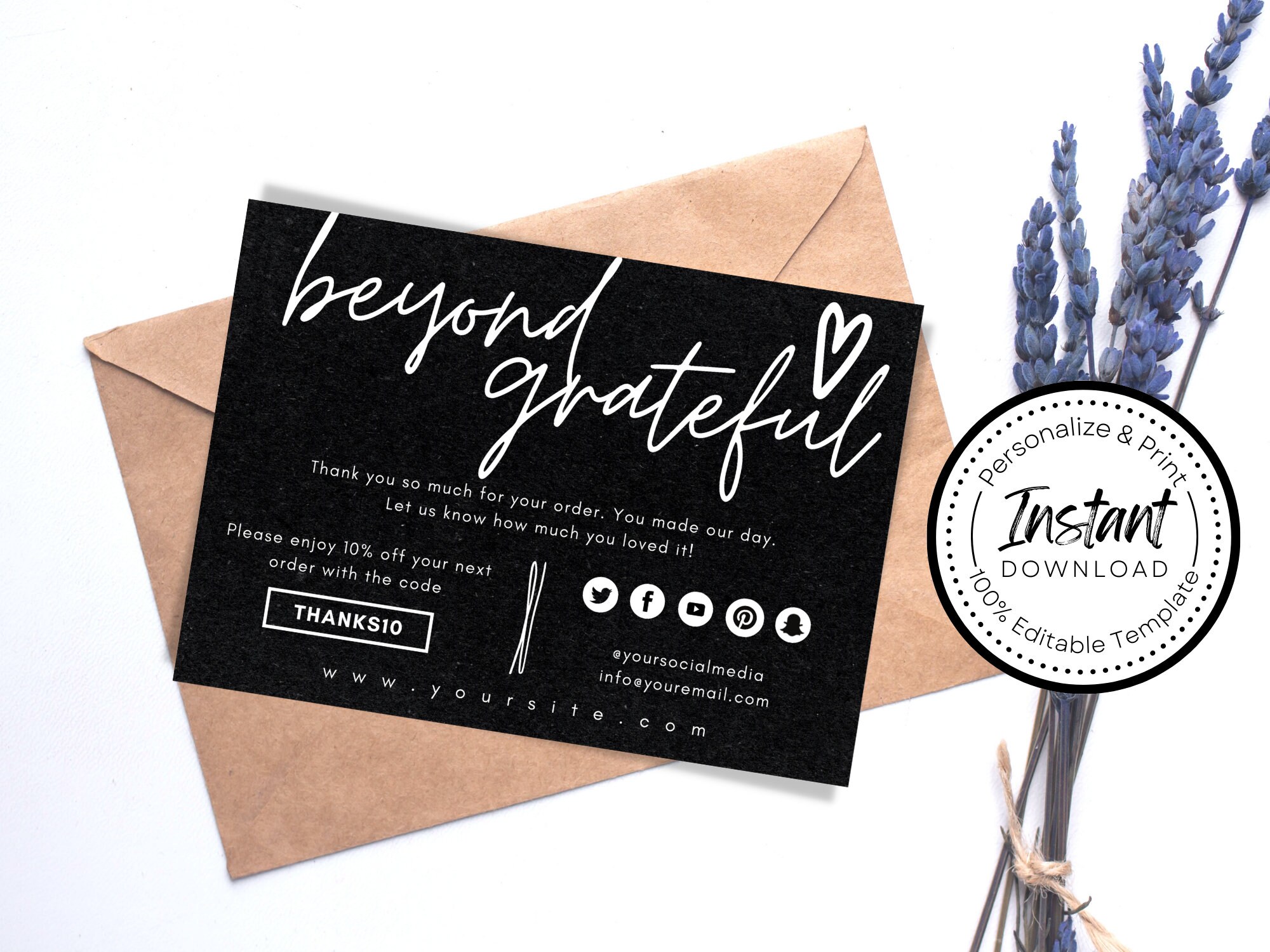 Grateful Black Thank You | INSTANT DOWNLOAD | Small Business Template ...