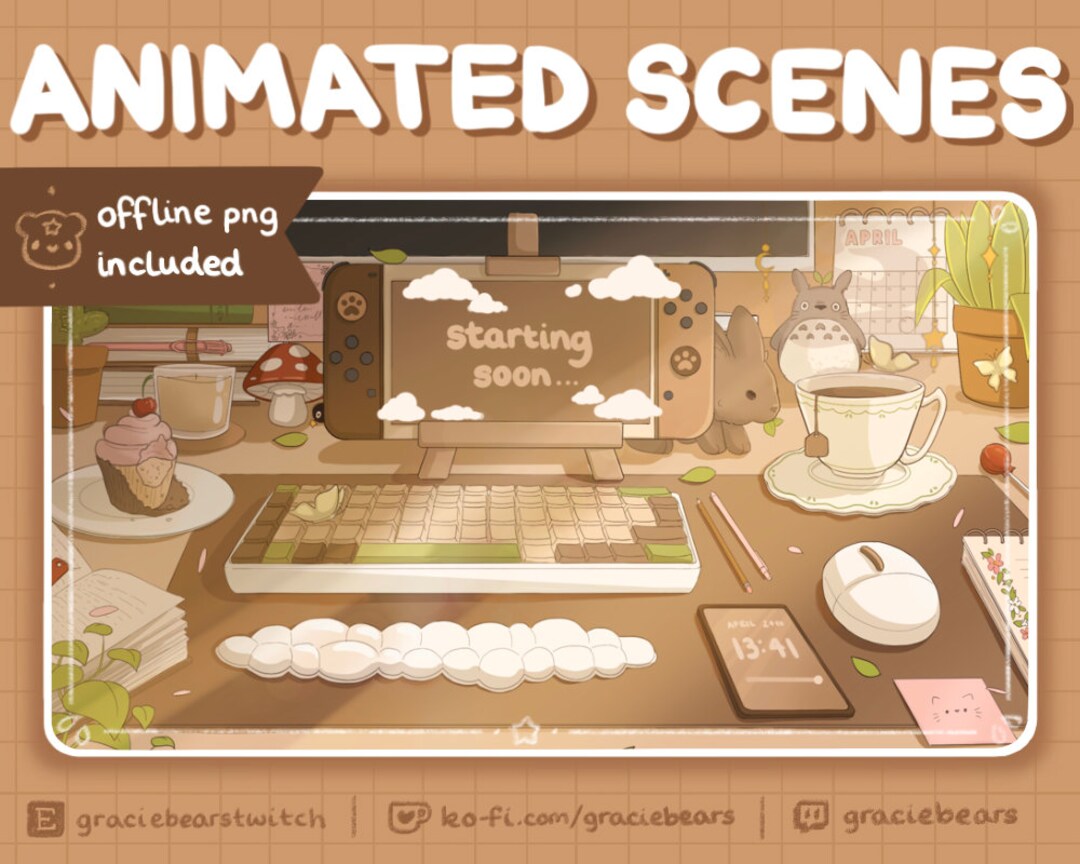 Animated Twitch Scenes Cosy Lofi Desk, Cute Cottagecore Aesthetic ...