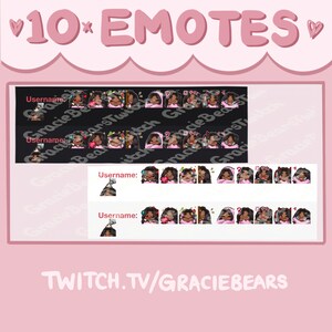 10 Cute Twitch Emotes, Black Hair, Brown Eyes, Pink Top, Dark Skin ...