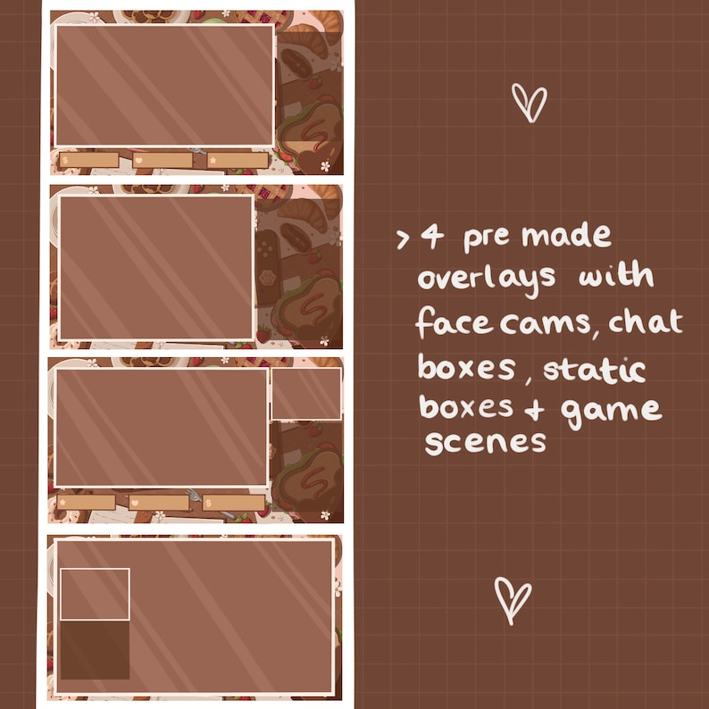 Cozy Cafe Twitch Animated Overlay Package, Cute Brown Bear Aesthetic ...
