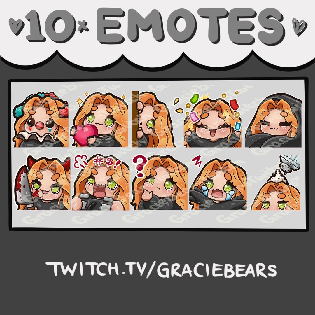 10 Cute Twitch Emotes, Ginger Hair, Green Eyes, Black Top, Light Skin ...