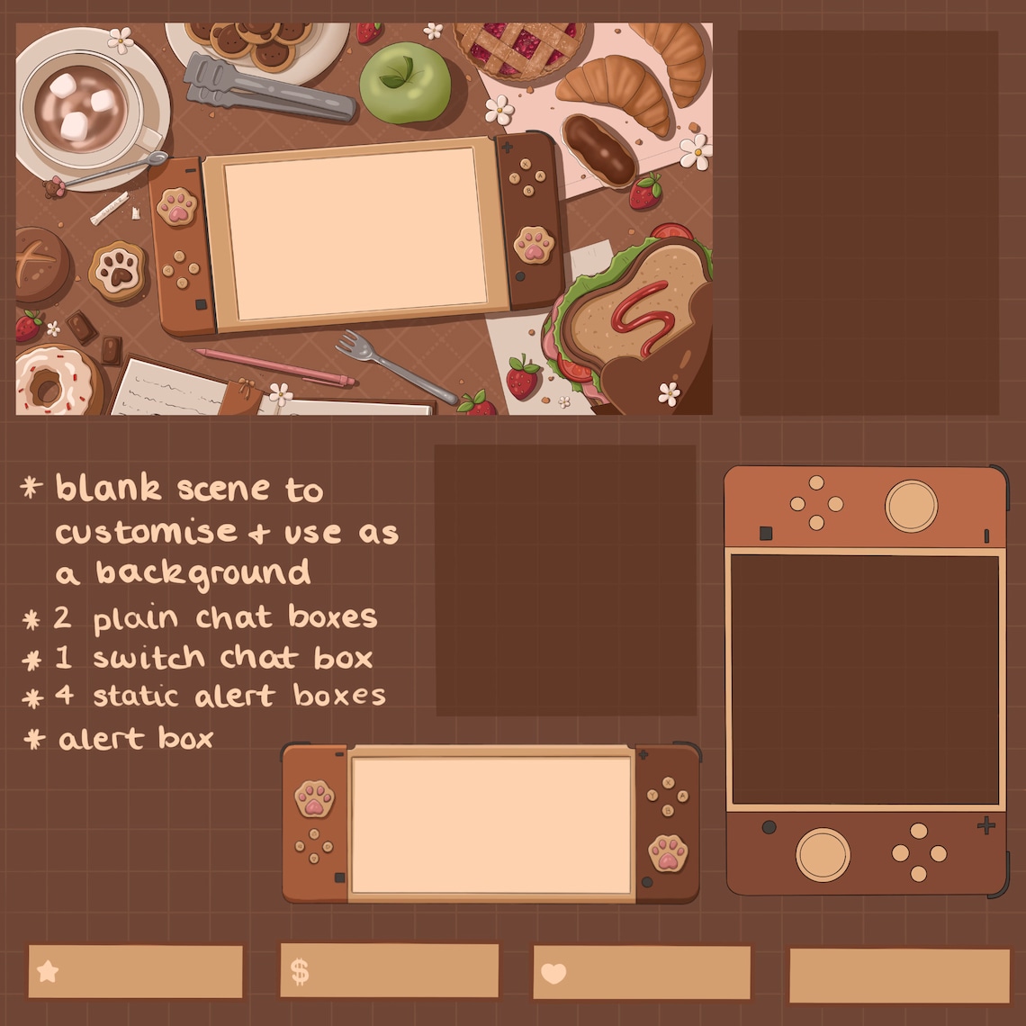 Cozy Cafe Twitch Animated Overlay Package, Cute Brown Bear Aesthetic ...