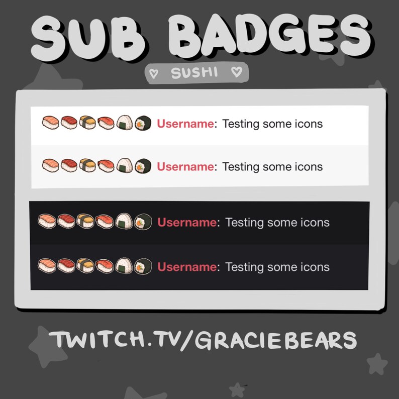Sushi Twitch Sub Badges / Cute Food Sub Badges / Bit Badges / Streaming ...