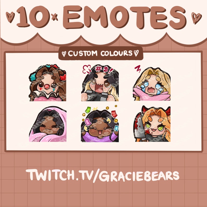 10 Cute Custom Colour Twitch Emotes - Etsy