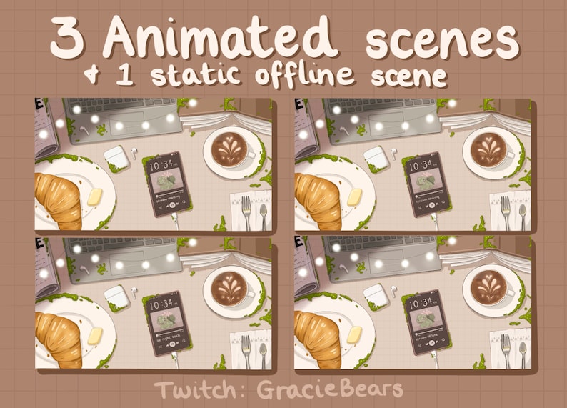 Animated Cozy Cafe Twitch Pack Cute Twitch Overlays Lofi - Etsy