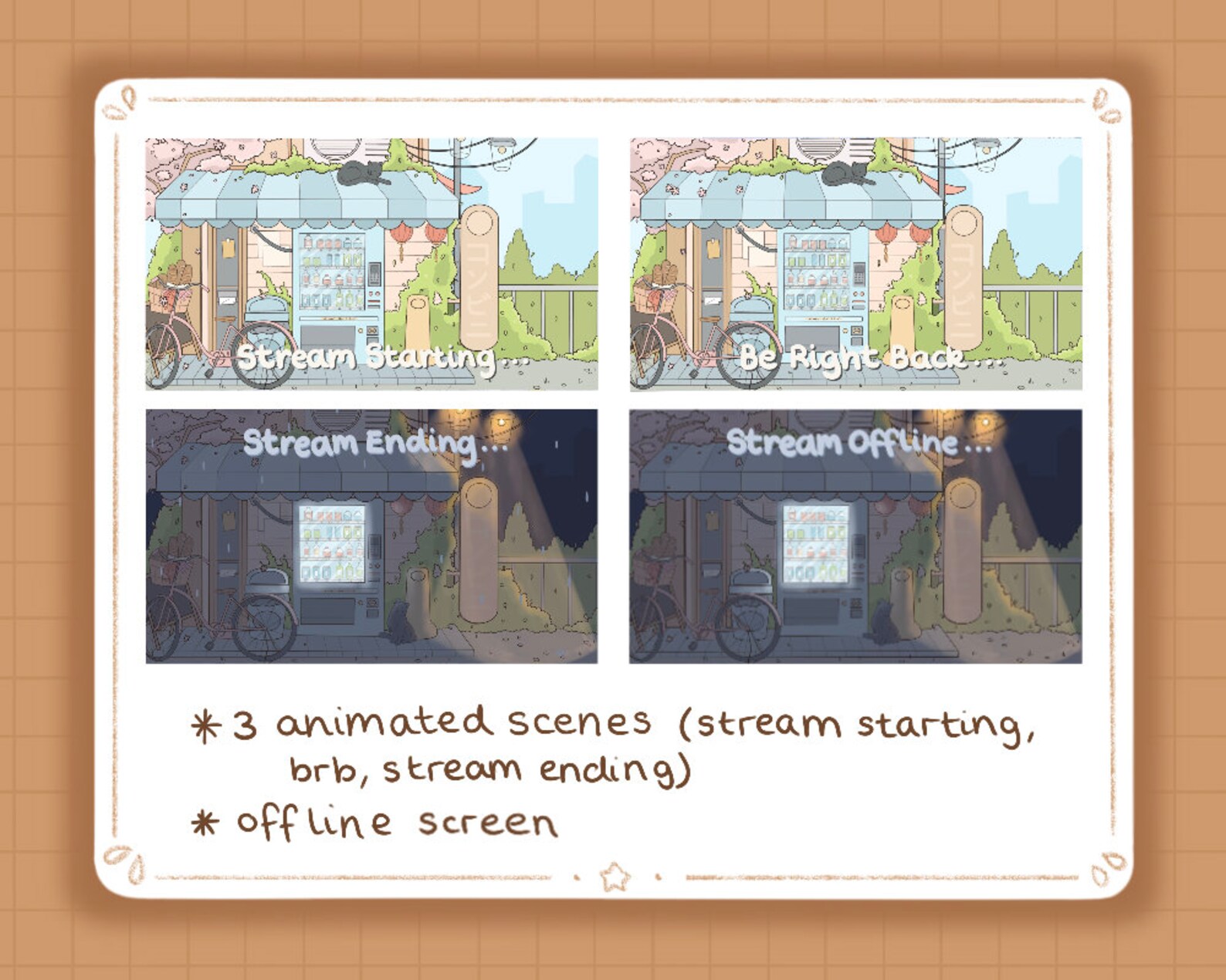 Animated Twitch Scenes, Japanese Lofi Town, Pastel Twitch Overlays ...