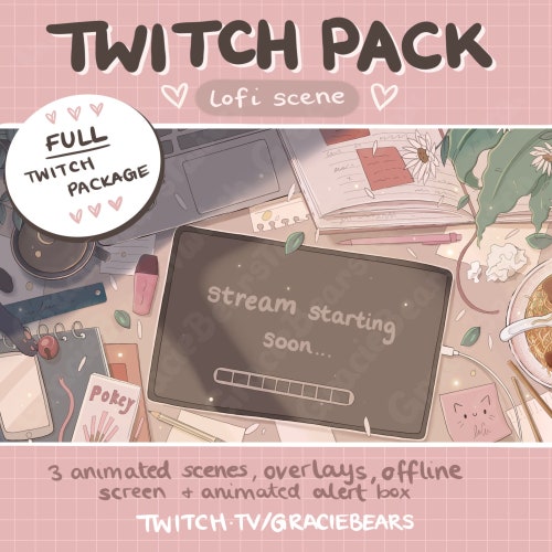 Animated Pink Sakura Lofi Desk Stream Overlay Twitch - Etsy