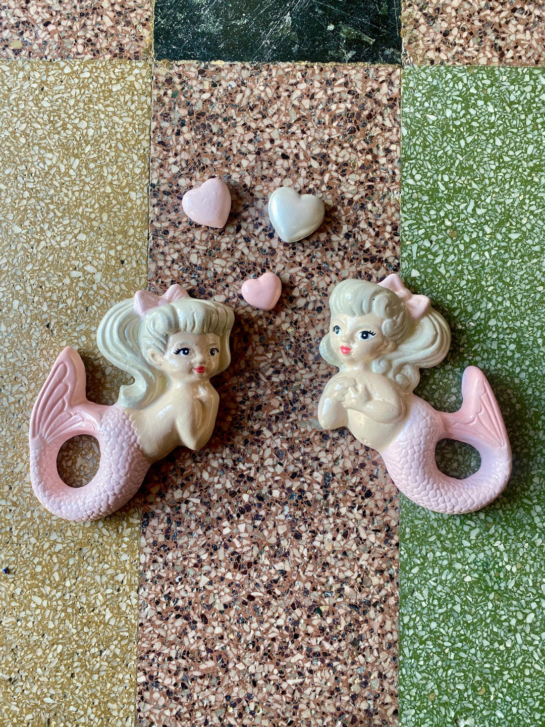 MCM Chalkware Mermaid Wall Plaques – Kitschy Vintage-style Pink Tailed ...