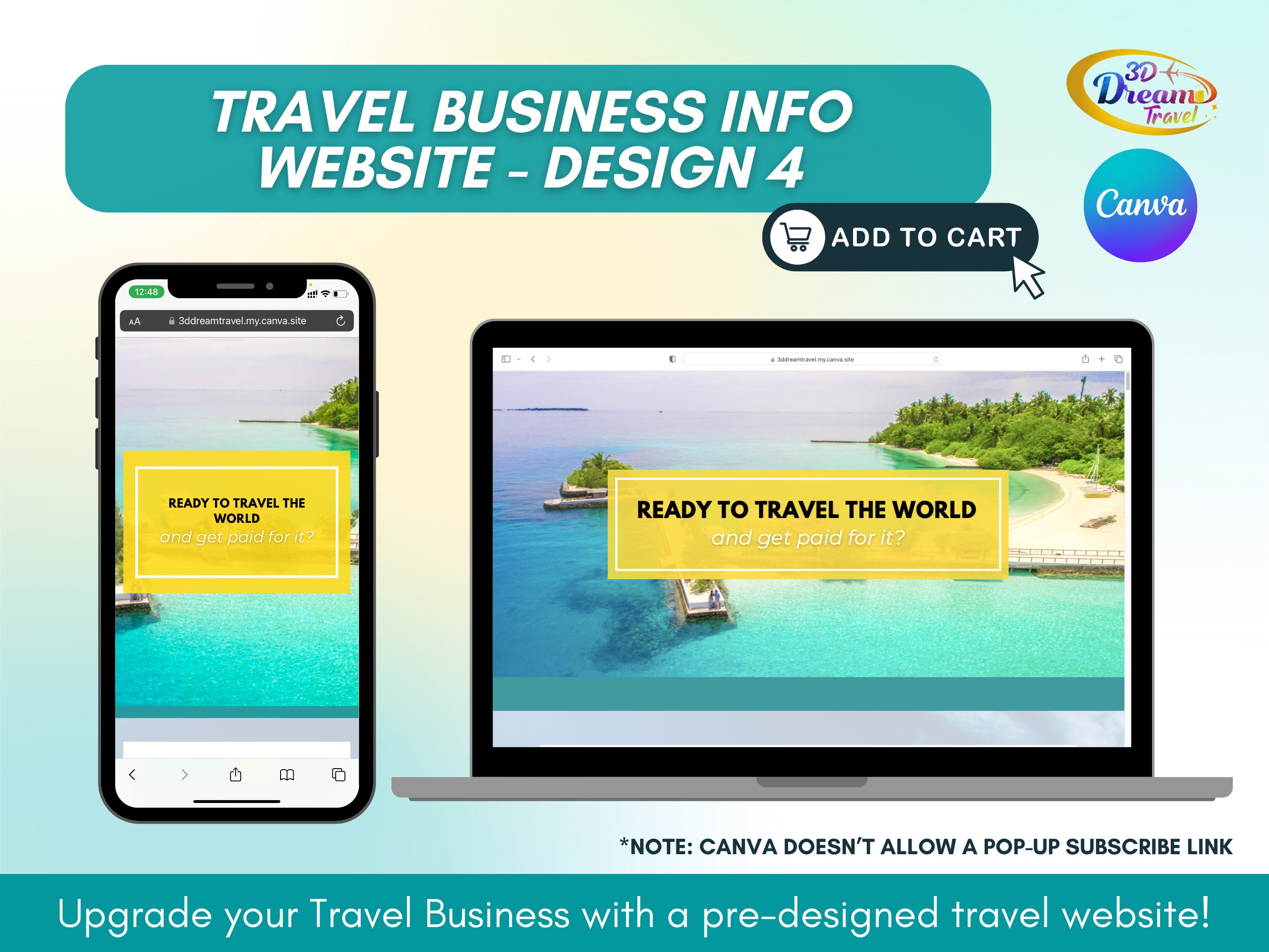 Travel Business Info Website Template Design 4 - Etsy