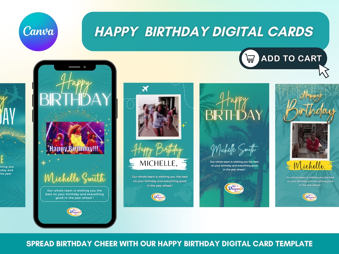 Happy Birthday Digital Cards - Etsy
