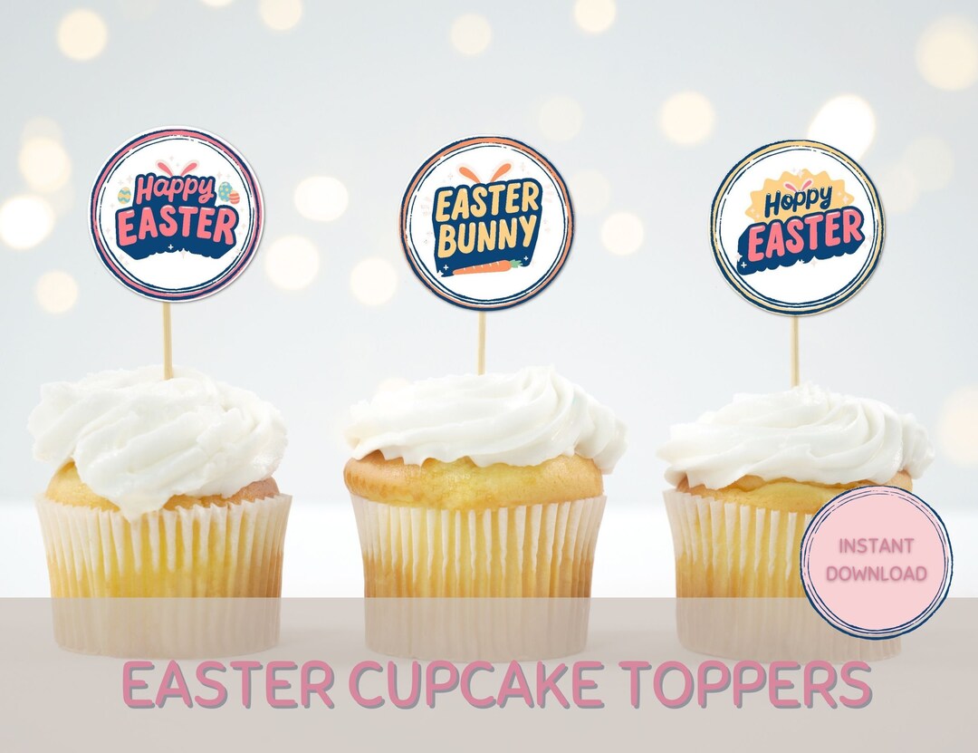Easter Cupcake Toppers | Printable Party Decorations (digital Download ...