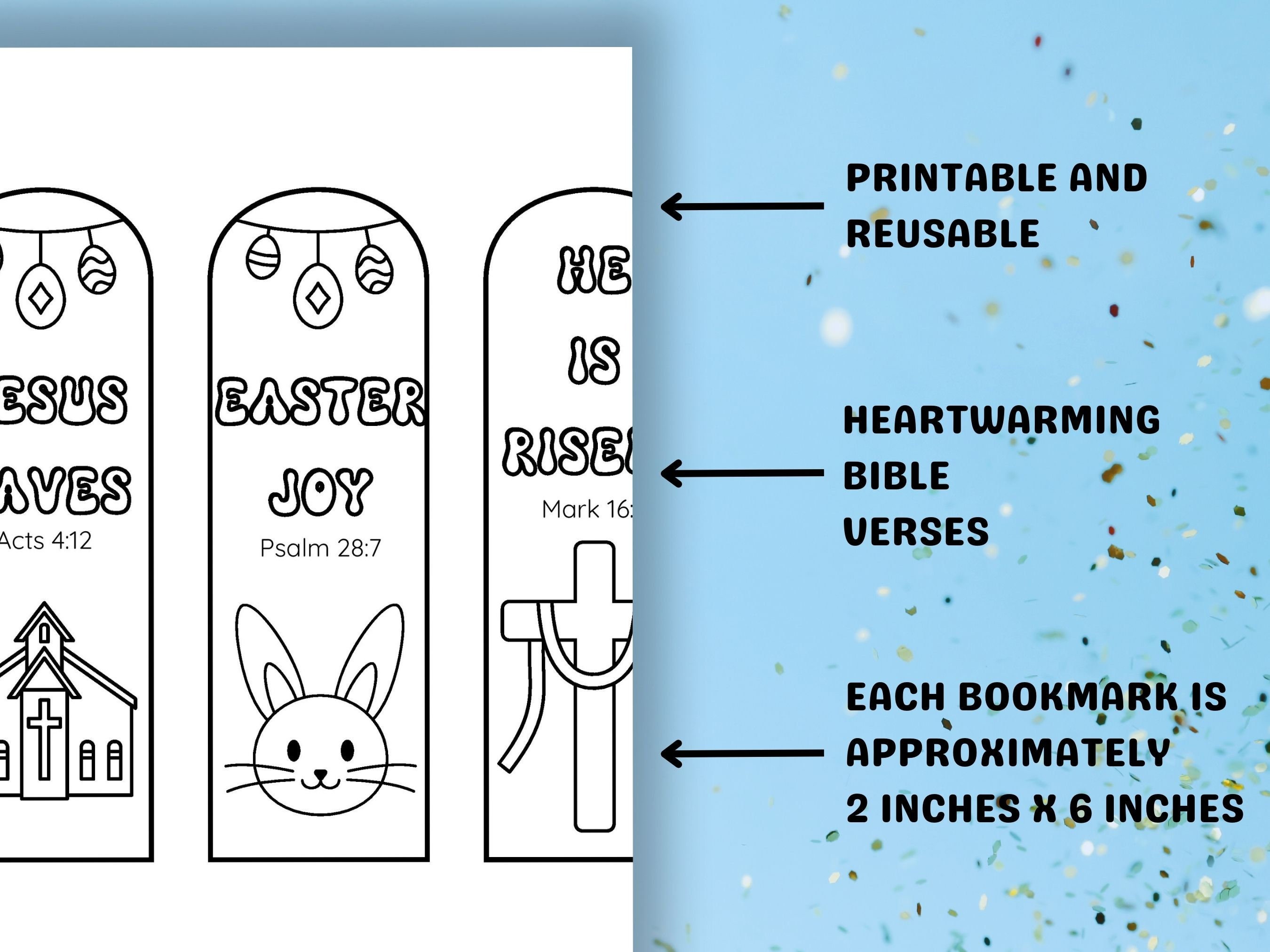 Kids Easter Coloring Bookmarks Church Art and Bible Verses Set of 8 - Etsy