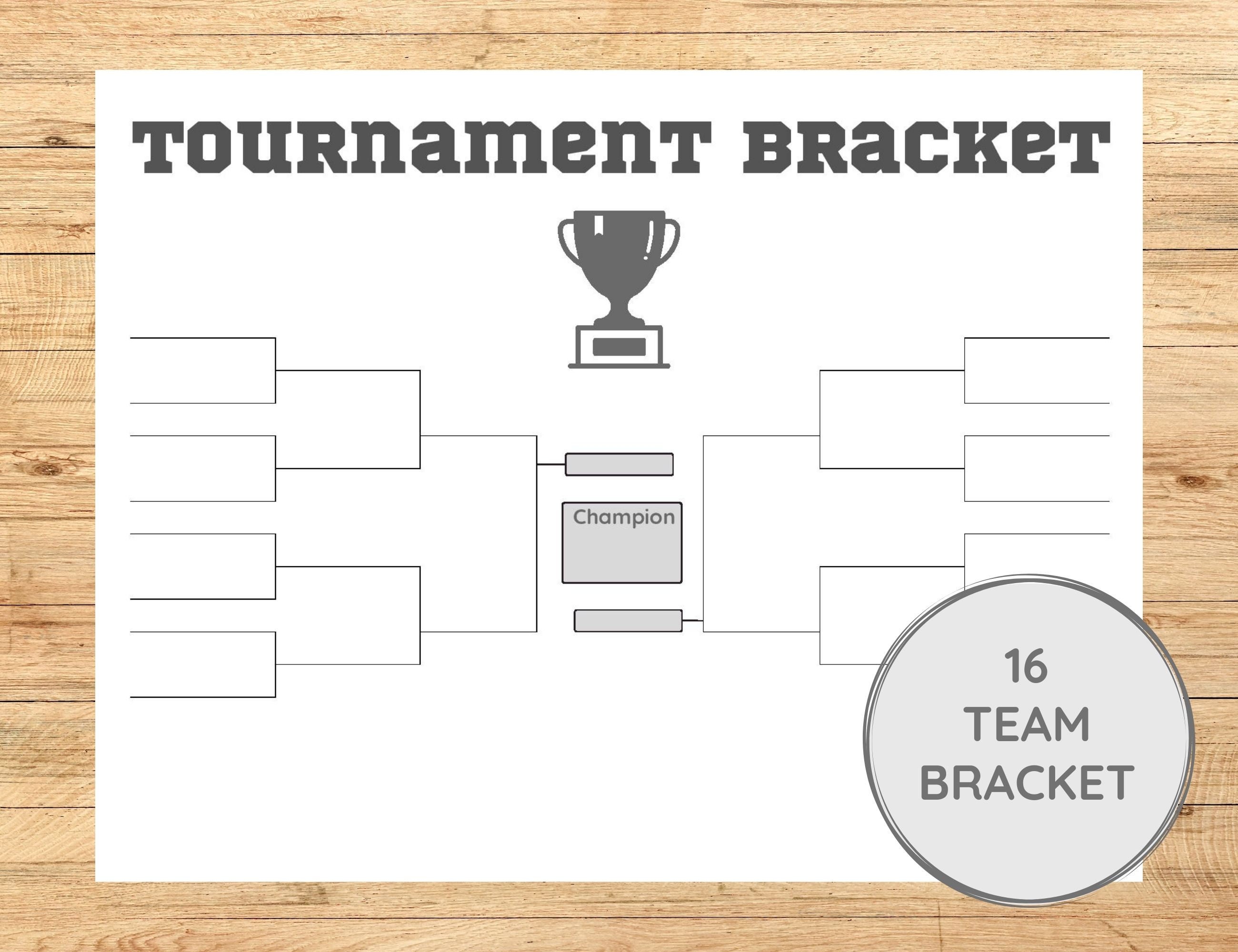 Printable Tournament Bracket: Sports Games (64/32/16/8 Teams) (digital ...