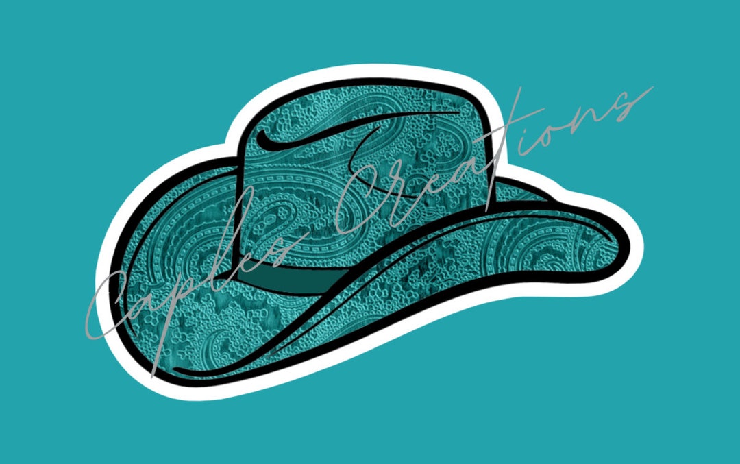 Turquoise Leather Paisley Cowboy Hat Stickers - Cowboy Hat Sticker ...