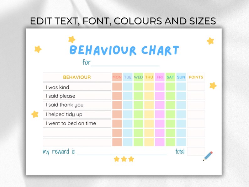 Motivating Discipline Reward Chart Colorful Behaviour Development ...