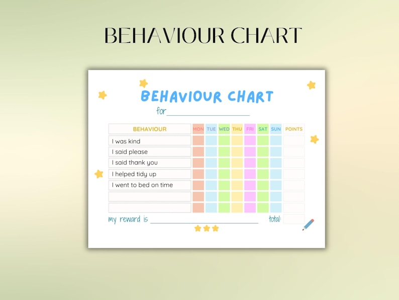 Motivating Discipline Reward Chart Colourful Behaviour Development ...