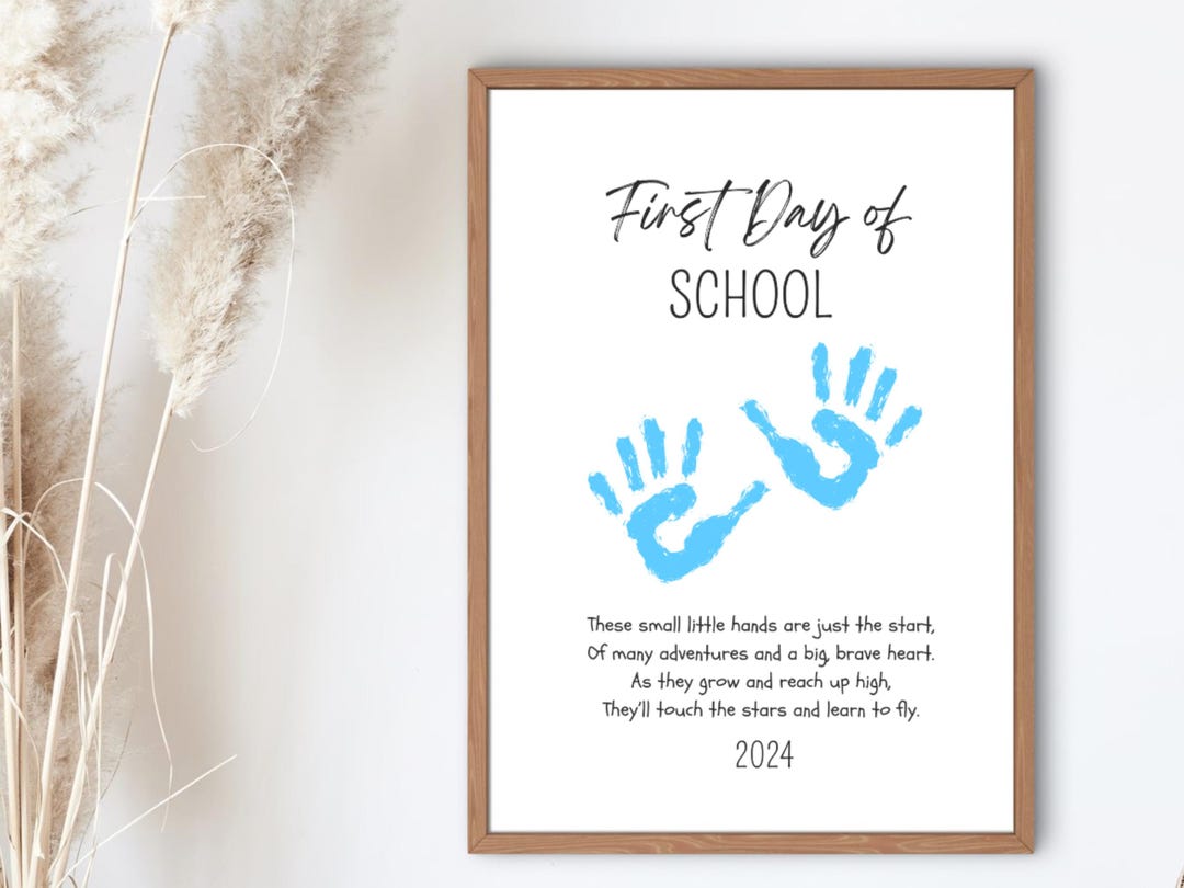 Kids First Day of School Art Template Creative Handprint Painting Craft ...