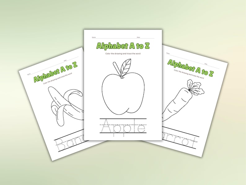 Alphabet Tracing A to Z Sheets A-Z Learning Coloring Pages Kids ...