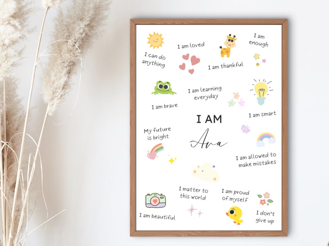 Kids Positive Affirmations Poster Daily Words of Affirmation Chart ...