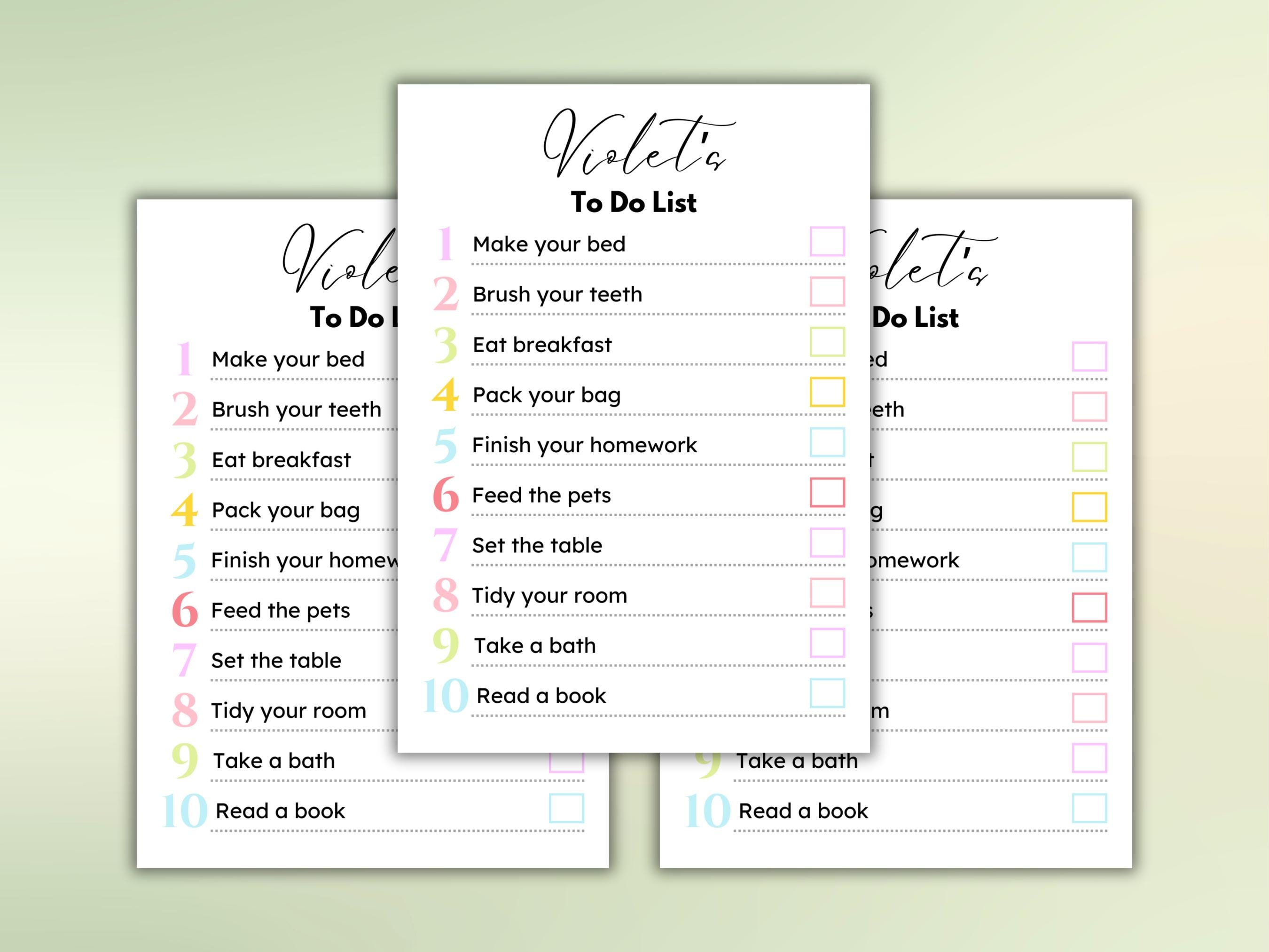 Kids Daily to Do List Children Colorful Planner Checklist Kid Everyday ...