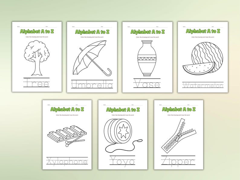 Alphabet Tracing A to Z Sheets A-Z Learning Coloring Pages Kids ...