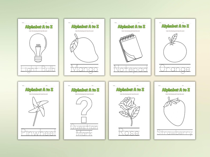 Alphabet Tracing A to Z Sheets A-Z Learning Coloring Pages Kids ...