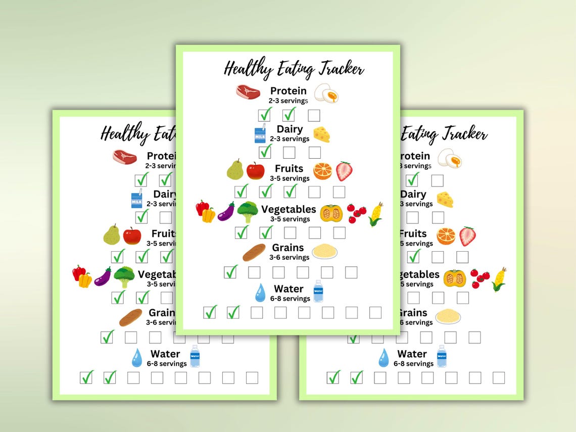 Healthy Food Pyramid Tracker Daily Meal Nutrition Chart Kids Food Group ...