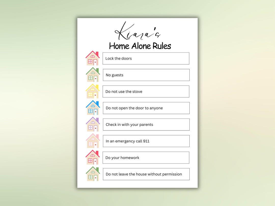 Kids Safety Rules for Staying Home Chart Colorful House Rules Sign ...