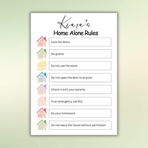 Kids Safety Rules for Staying Home Chart Colorful House Rules Sign ...