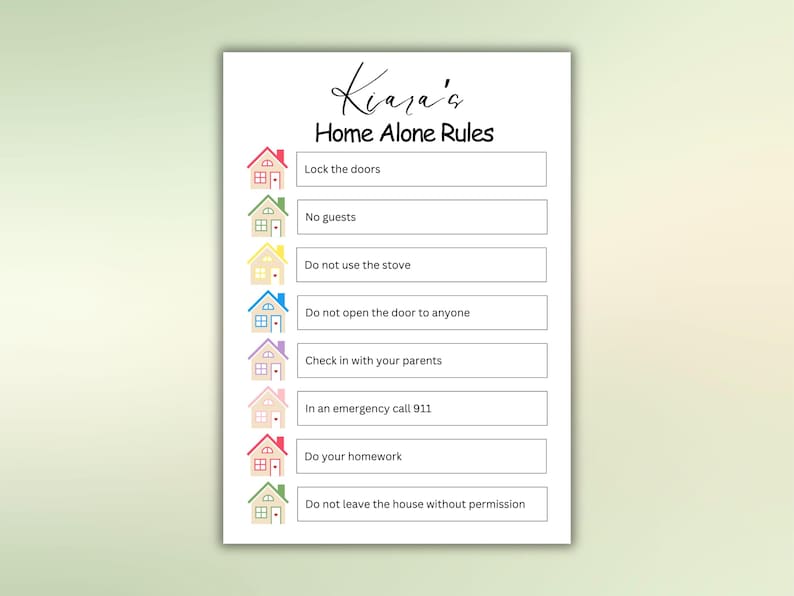 Kids Safety Rules for Staying Home Chart Colorful House Rules Sign ...