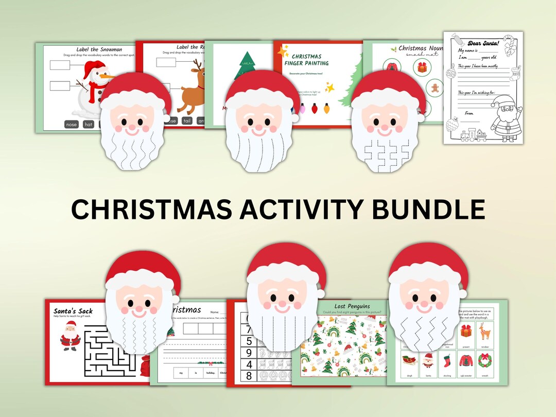 Kids Christmas Activity Sheets Bundle Christmas Coloring Pages ...