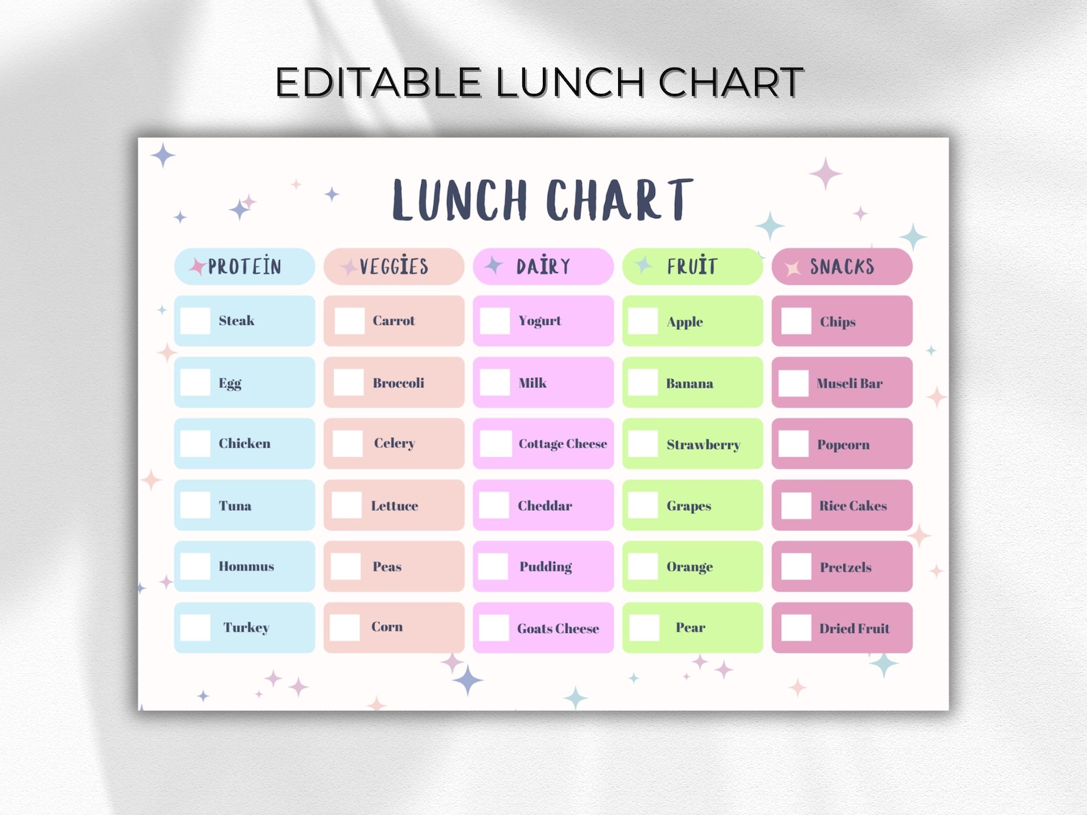 Lunchbox Checklist Kids, Healthy Lunchbox Kids Lunchbox Planner ...