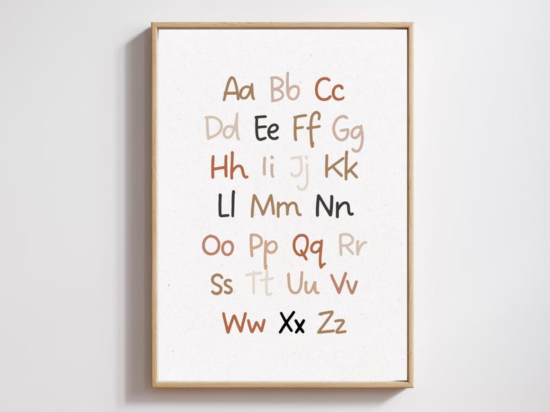 Kids Nursery Alphabet Poster Childrens Neutral ABC Sign Toddlers ...