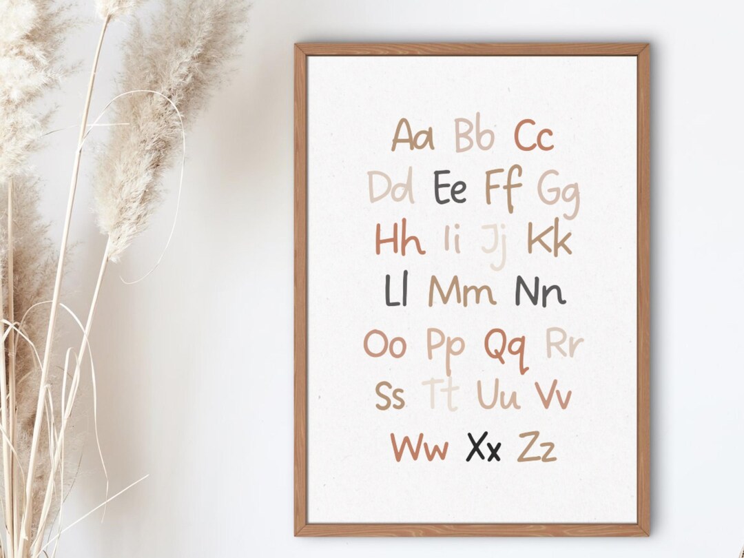 Kids Nursery Alphabet Poster Childrens Neutral ABC Sign Toddlers ...