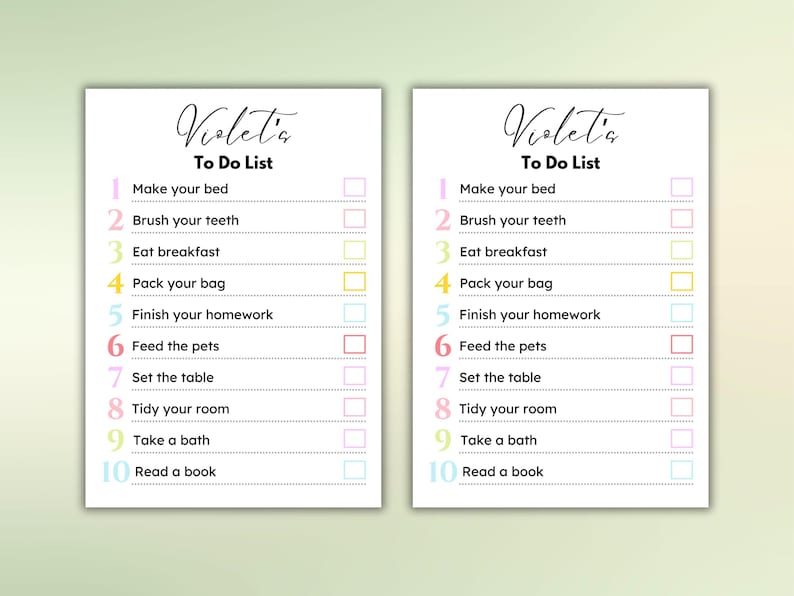Kids Daily to Do List Children Colorful Planner Checklist Kid Everyday ...