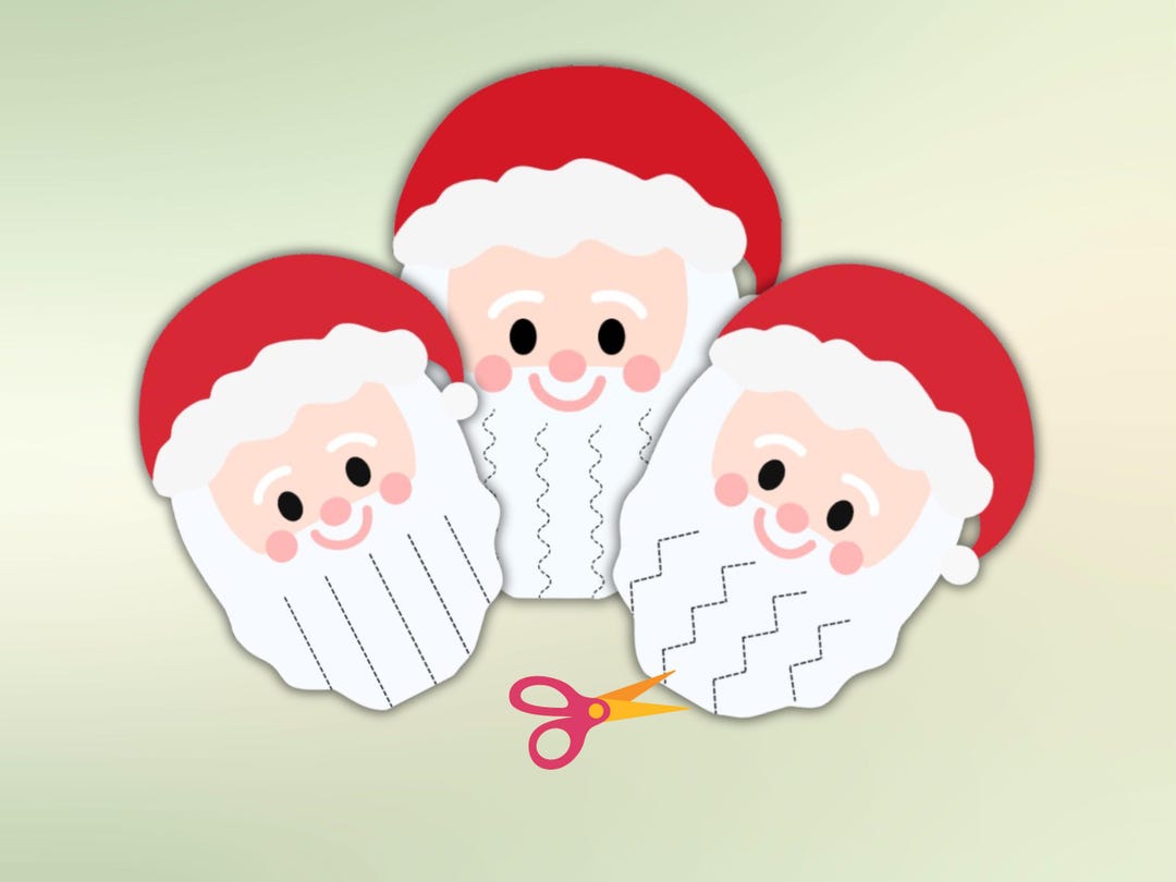 Santa's Beard Cutting Activity Christmas Scissor Skills Worksheets Trim ...