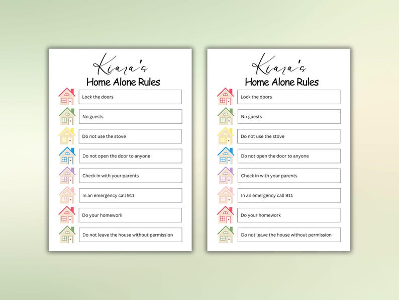 Kids Safety Rules for Staying Home Chart Colorful House Rules Sign ...