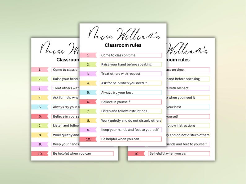 Kids Classroom Rules Chart Childrens Class Rules Sign School Actions ...