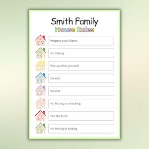 Family House Rules Chart Home Behavior Values Template Relationship ...