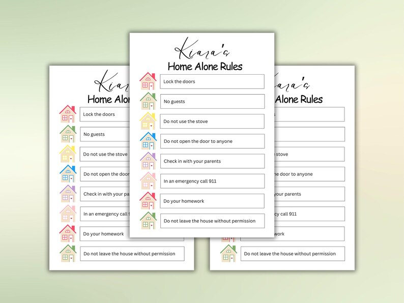 Kids Safety Rules for Staying Home Chart Colorful House Rules Sign ...