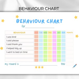 Motivating Discipline Reward Chart Colorful Behaviour Development ...
