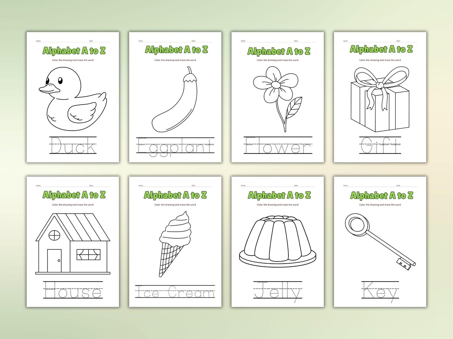 Alphabet Tracing A to Z Sheets A-Z Learning Coloring Pages Kids ...