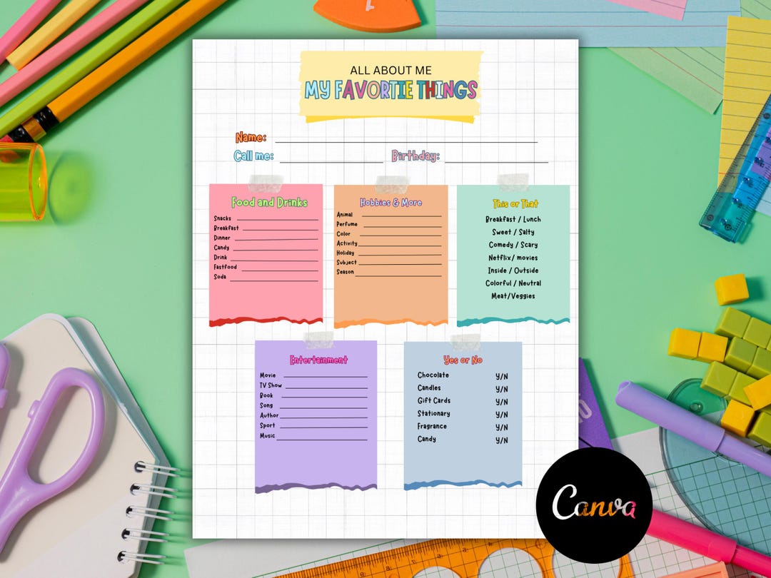 Few of My Favorite Things Student Survey Unique Meet the Student Sheet ...